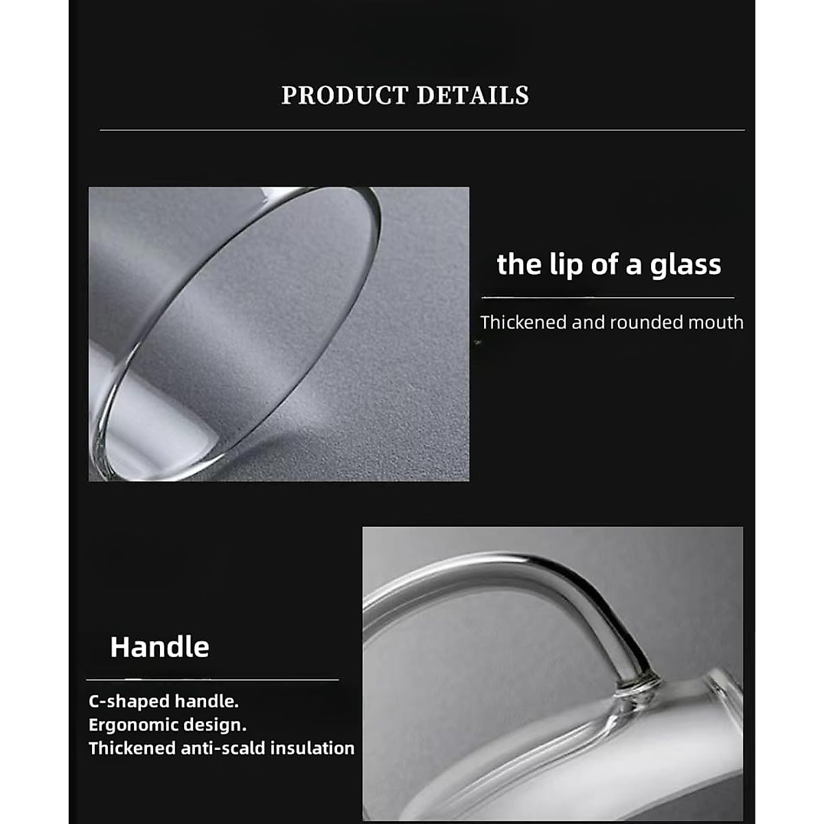 MAQQL Clear Glass Mug with Handle, Clear Handle/16 oz, High Borosilicate Glass Mug for Large Glass Coffee Mugs with Handle, Drinking Mugs with Handle, or as a gift!