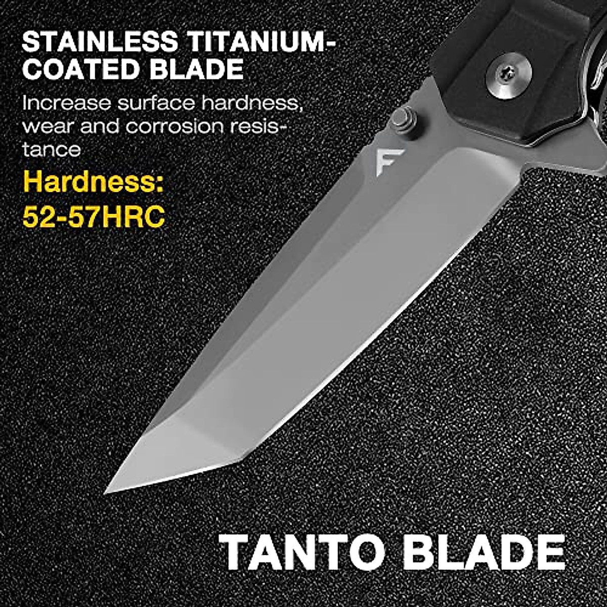 FLISSA Folding Pocket Knife, Tactical Knife with Liner Lock, Tanto Blade, Pocket Clip, Glass Breaker, Seatbelt Cutter, Perfect for Hunting, Camping, Survival