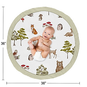 Sweet Jojo Designs Woodland Forest Animals Boy Girl Gender Neutral Unisex Baby Play Mat Tummy Time Activity Infant Playmat Playpen Tent Teepee Floor Animal Friends Brown Bear Hedgehog Deer Watercolor