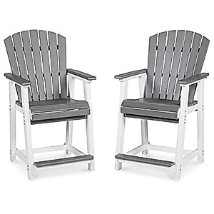 Signature Design by Ashley Outdoor Transville HDPE Patio Barstool, 2 Count, Gray