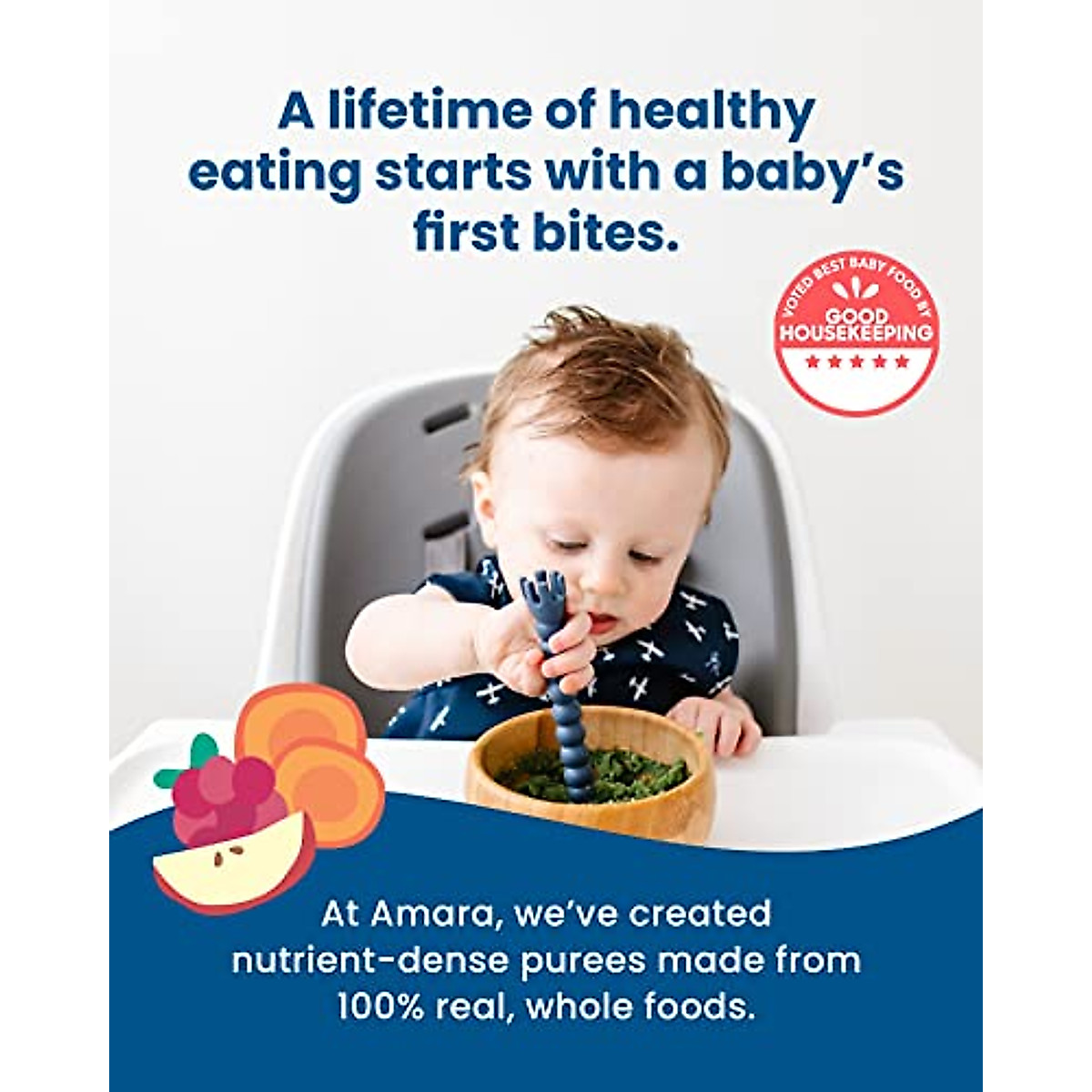 Amara Organic Baby Food - Stage 2 - Oats & Berries - Baby Cereal to Mix With Breastmilk, Water or Baby Formula - Shelf Stable Baby Food Pouches Made from Organic Fruit and Veggies - 10 Pouches, 3.5oz Per Serving
