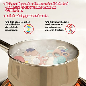 WOSTOO Baby Toys 0–6 Months, Baby Teething Toys Early Educational Learning Toys Gifts, Including Infant Shaker Grab and Spin Rattle with Music and Light for Infant Newborn Boys Girls