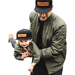 Legend and Legacy Genuine Leather Patch Hats Black Matching Father Son, Each Hat Sold Separately**(Legend - Adult)