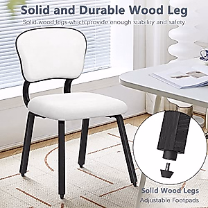 Tatub Dining Chairs Set of 2, Mid Century Modern Kitchen Chairs, Upholstered Dining Room Chairs with Soild Wood Legs for Kitchen Living Room Study Room (Beige)