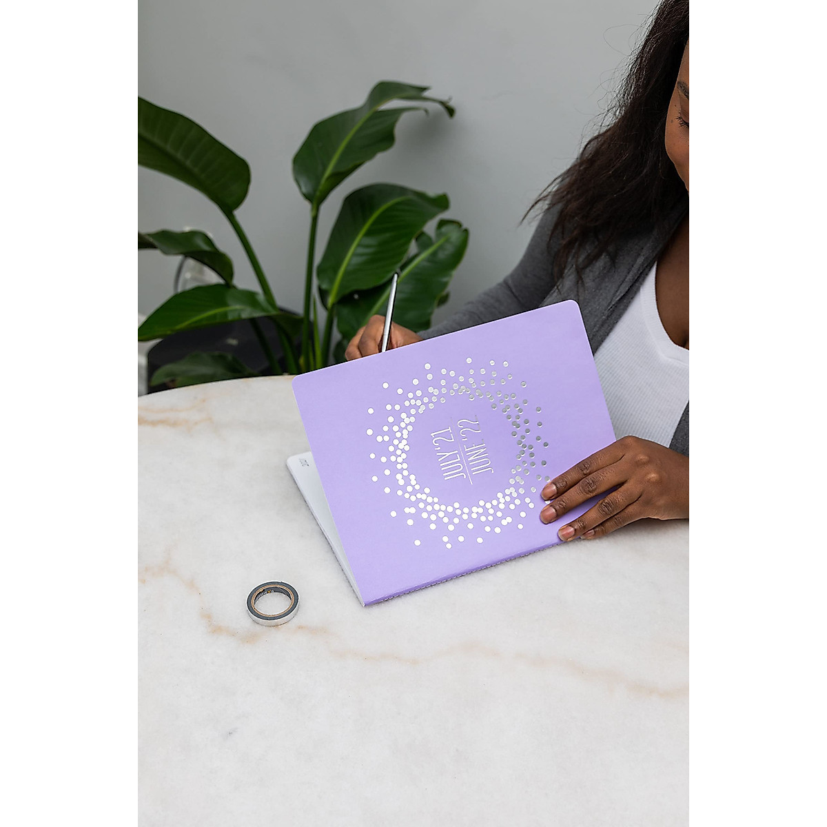 Southworth Academic Planner (July 2021-June 2022), 8.5" x 11", Lavender Metallic Burst, 28 lb./105 gsm Paper, Large Flex (92119)