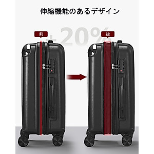 SunnyTour 24" Expandable Checked Luggage, Hard Shell Spinner Suitcase with Wheels for Business/Travel (Black)