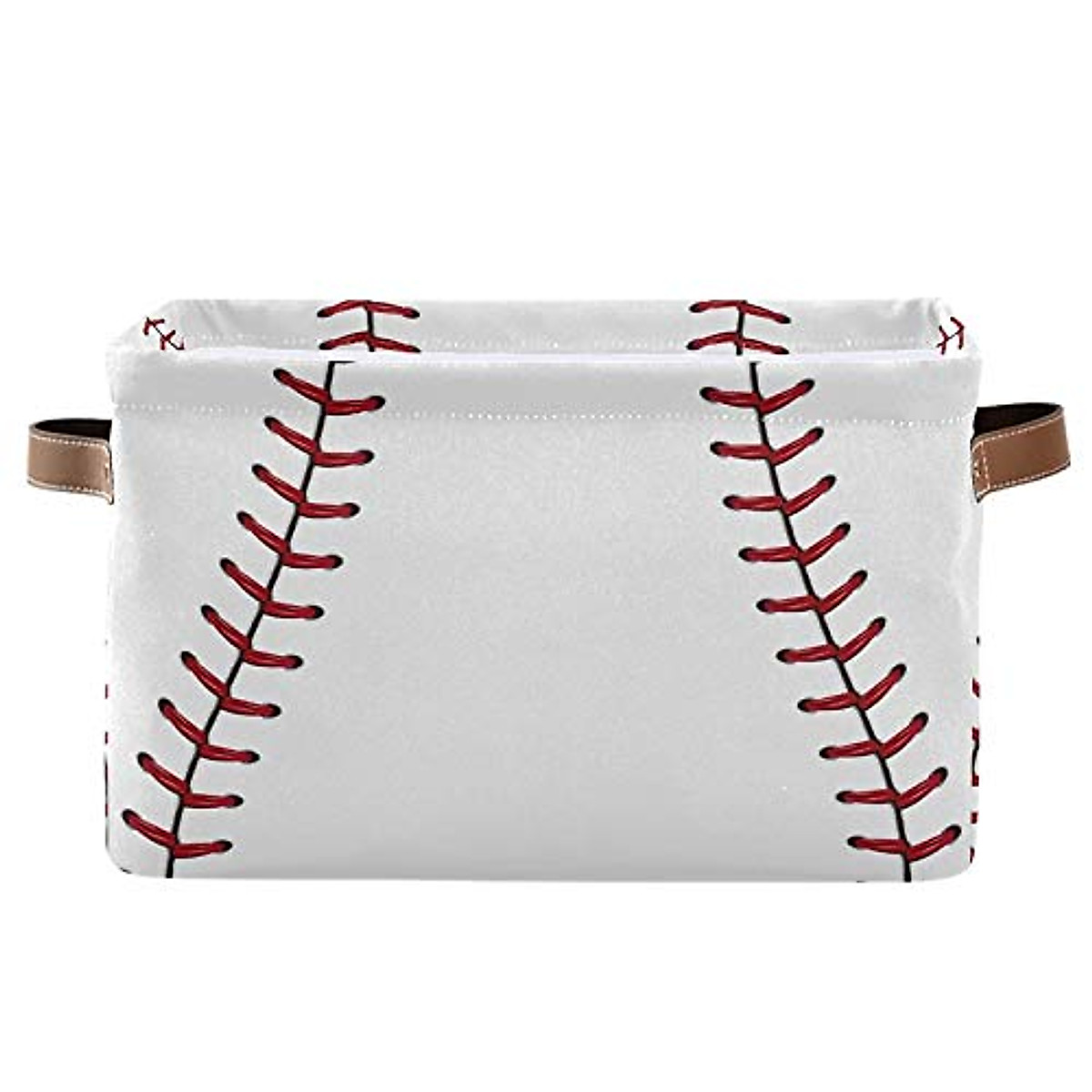 Baseball Lace Sport Foldable Storage Basket, Large Collapsible Organizer Storage Bin Cube Toys Storage Boxes with Handles for Bathroom Kids Nursery Closet Storage, 1 Pack