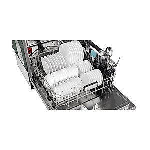 SHARP Smart Dishwasher Works with Alexa. Includes LED Interior lights, Stainless Steel interior, Heated Dry with Fan Assist, Wash Zone cleans half load on either rack, Adjustable Third Rack