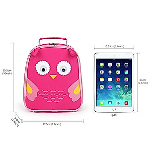 yodo Kids Insulated Lunch Tote Bag with Name Tag, Owl