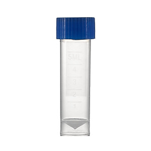 Eowpower 36Pcs 5ml Blue Cryo Tubes, Plastic Graduated Small Vials with Screw Caps Sample Tubes, with Silica Gel Gasket, DNAse/RNAse Free