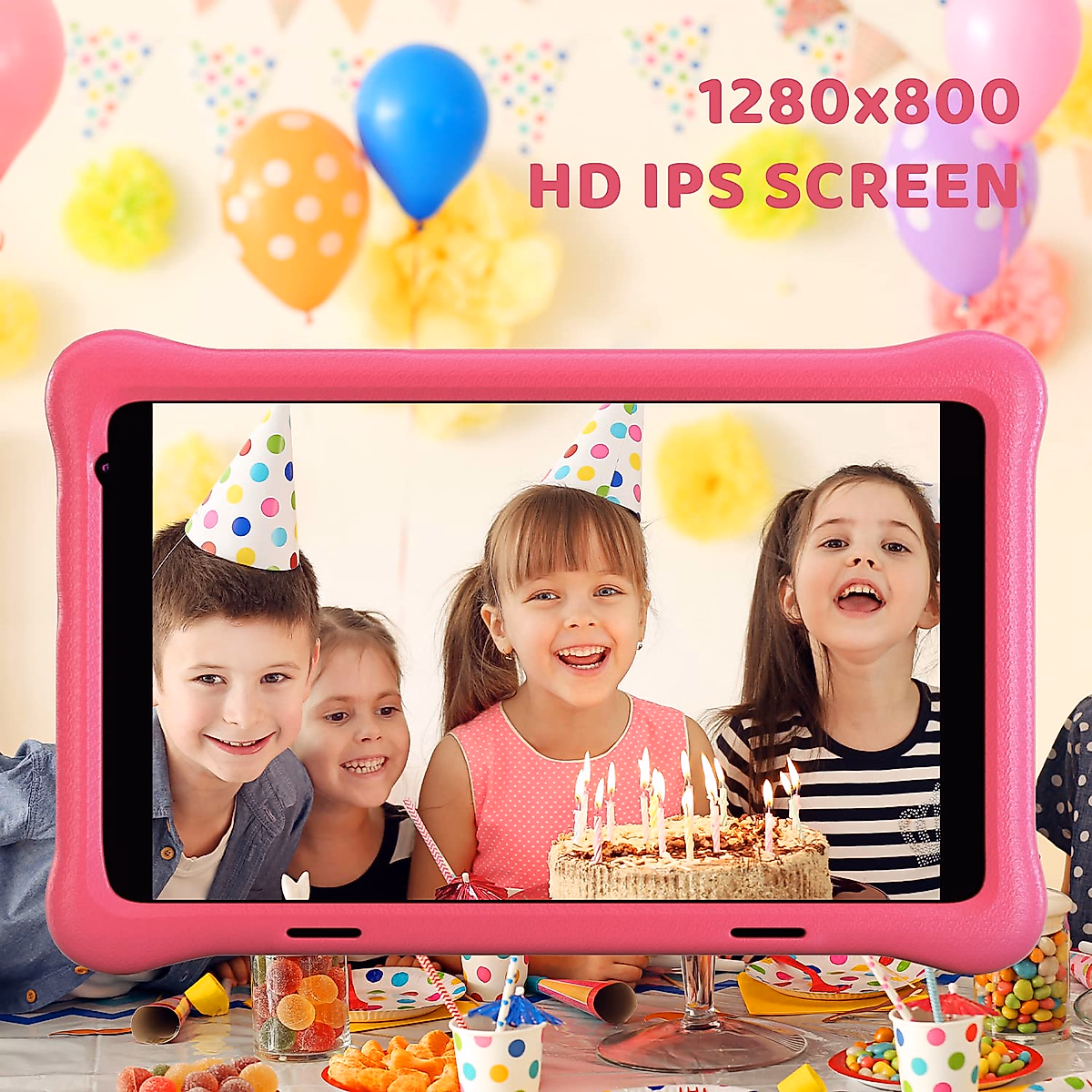 8 inch Tablet for Kids, Android 10 Kids Tablet with Parental Control, Kidoz Installed, 4000 mAh, HD Display, 32GB, Dual Camera, WiFi, Bluetooth, Google Play, Children Tablet with Shockproof Case, Pink