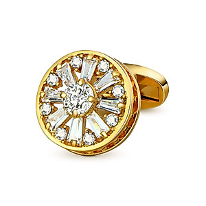 VIILOCK 18K Gold Plating Crystal Cufflinks for Men Wedding Gift Mens Cuff Links