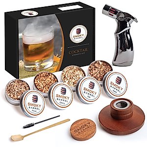 Smoky Barrel Cocktail Smoker Kit with Premium Torch - Old Fashioned Cocktail Kit - Whiskey Smoker Kit - Drink Smoker for Whiskey - Bourbon Smoker Kit - Cocktail Smoker Top (No Butane)