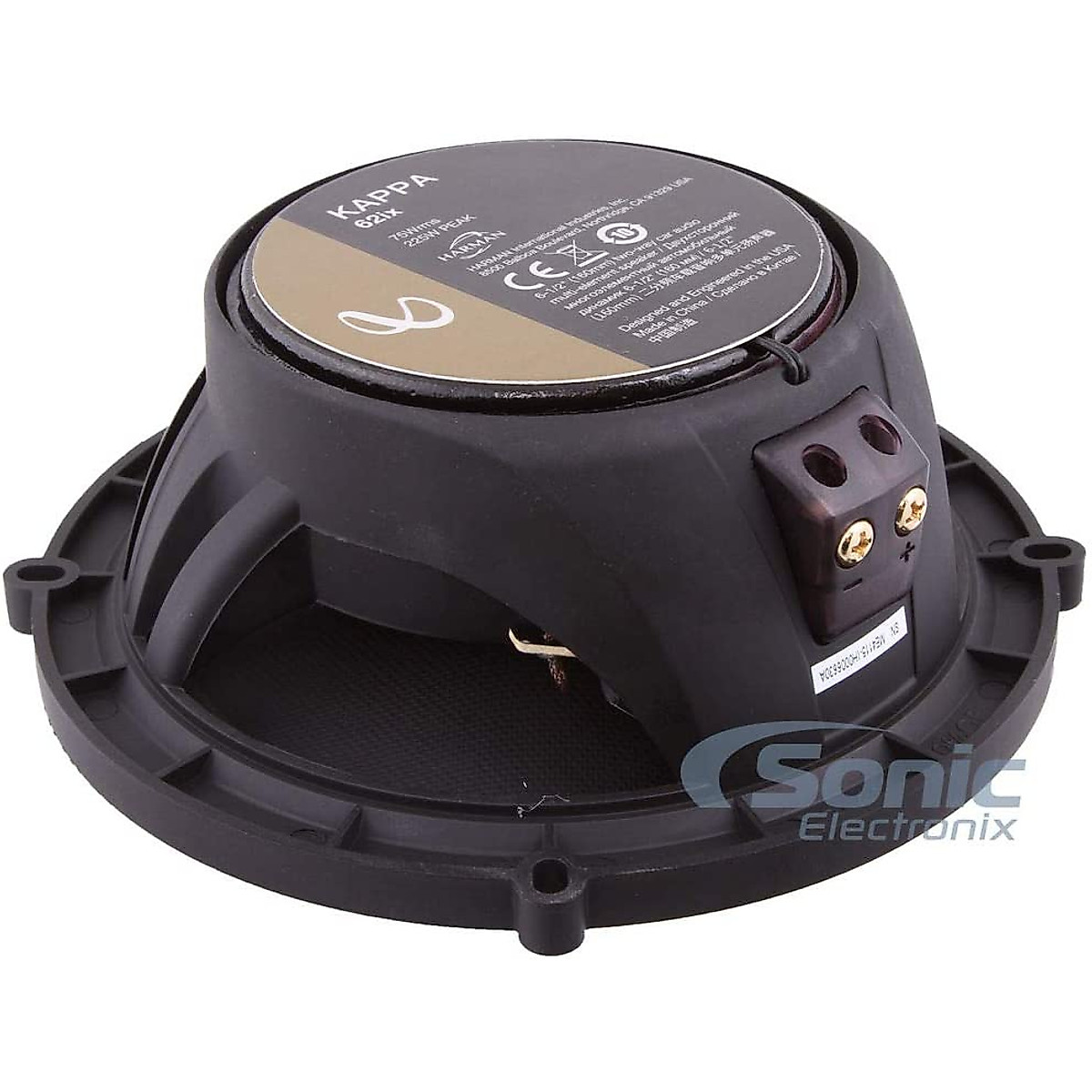 New Infinity Kappa 62IX 6.5" 225 Watts Max (75 Watts RMS) 2-Way Coaxial Car Audio Stereo Multi Element Speakers with UniPivot Tweeters with Oversized Voice Coils - Pair with Alphasonik Earbuds