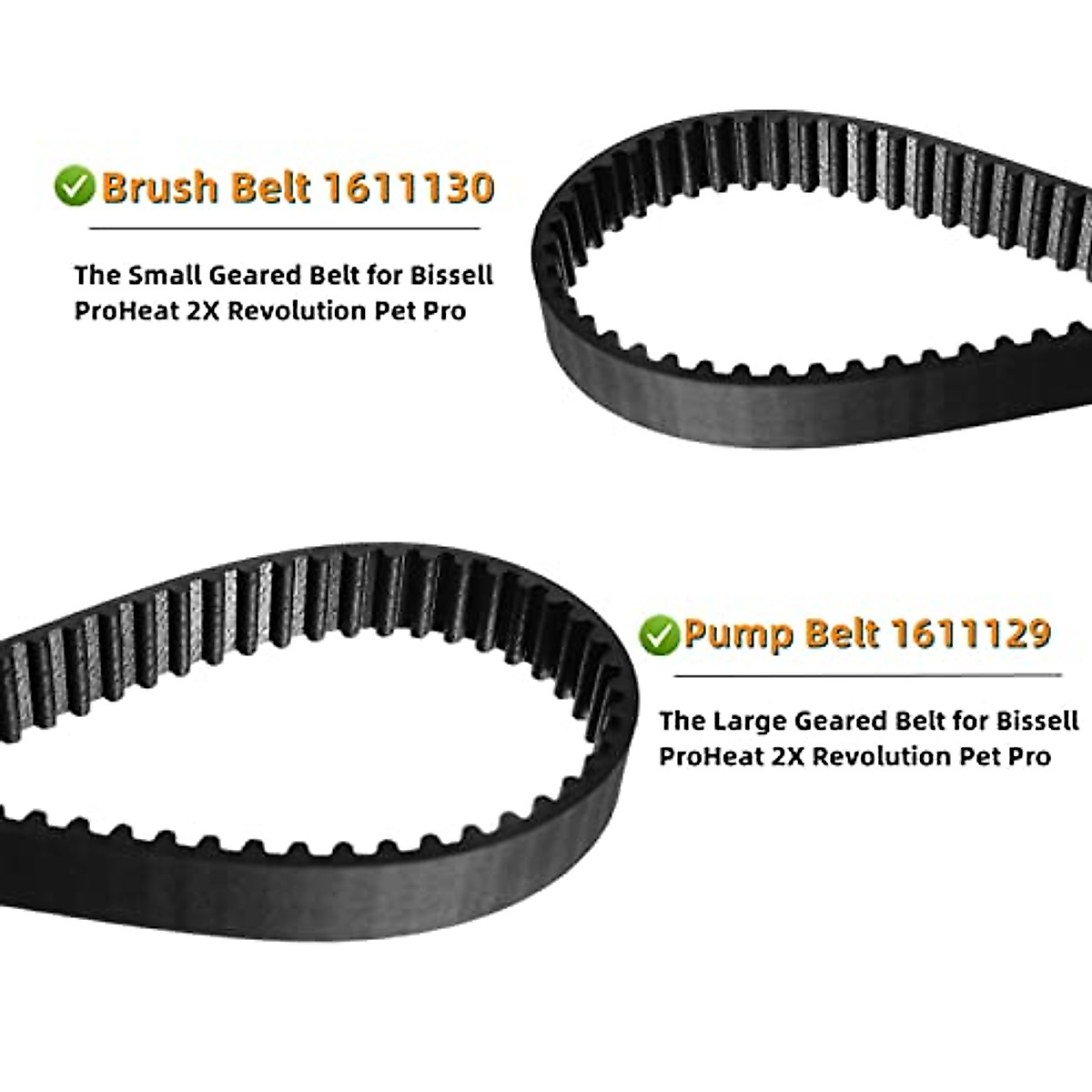 JEDELEOS Replacement Belt Set for Bissell ProHeat 2X Revolution Pet Pro Carpet Cleaner, Fits Models 1986, 1964, 2007, 2007P Series, Replace Parts 1611129 & 1611130