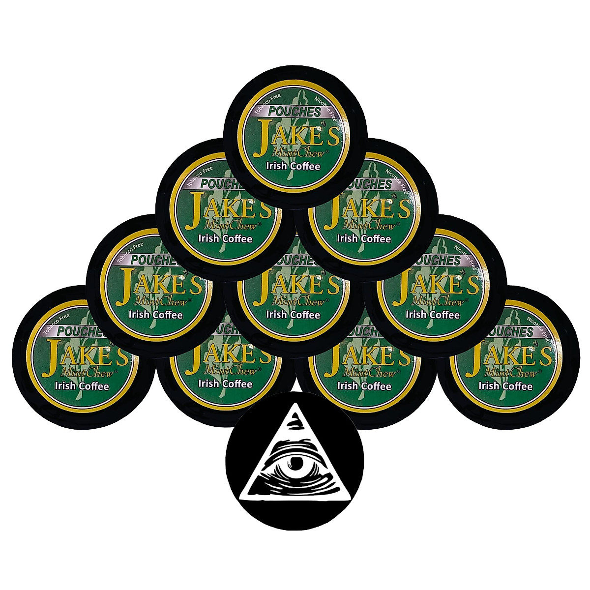 DC Crafts Nation Skin Can Cover Illuminati with 10 Cans Jake's Mint Chew Irish Coffee Pouches