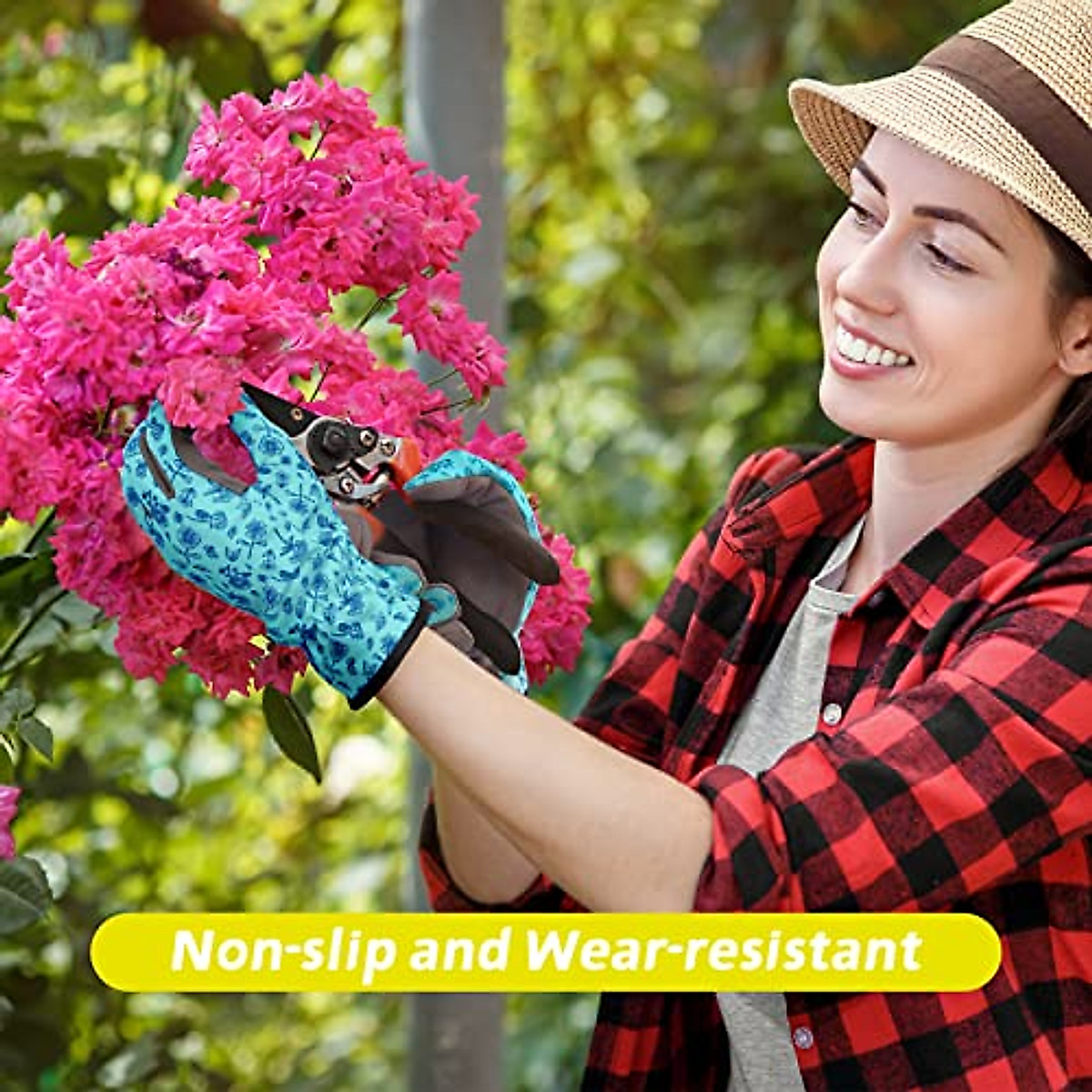 Long Gardening Gloves for Women Thorn Proof, Comfortable Soft Leather Garden Gloves for Gardening, Cleaning, Digging