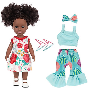 14.5 Inch Black Dolls and Black Baby Doll Clothes Accessories