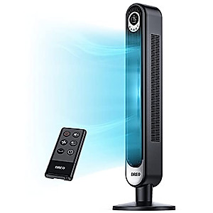 Dreo Pilot Max 120° Oscillating Tower Fan, 42 Inch Bladeless Fan & Tower Fan with Remote, 42 Inch Oscillating Bladeless Fan with 6 Speeds, 3 Modes, LED Display, Quiet Indoor Standing Fans