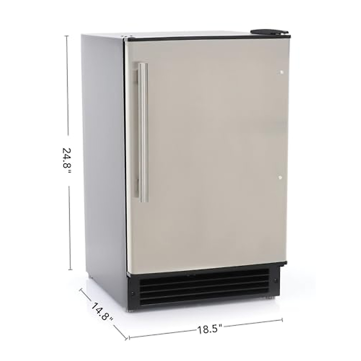 DUURA DCIM15C Crescent Ice Maker Front-Venting for Countertop or Built-in Use No Drain Line Needed, 18-Inches Wide, 15-Lb., Metallic