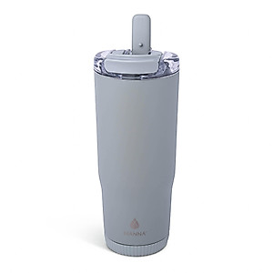 Manna Groove Stainless Steel Insulated Tumbler with Locking Tritan Lid and Flip-up Straw - 30 Oz - Soft Meadow Powder Coat