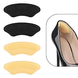 Breathe Easy with 4 Pairs of Antislip-Gel Heel Pads Inserts - Stop Shoe Discomfort and Slipping, Perfect for Too Big Shoes (Pale Apricot+black1)