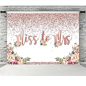 Lofaris Rose Gold Miss to Mrs Bridal Shower Photography Backdrop Pink Floral Glitters Confetti Wedding Bride to Be Engagement Photography Background Party Banner Photo Booth Prop 7x5ft