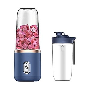 Portable Blender,USB Rechargeable Mini Personal Blender for Shakes and Smoothies,Electric Fruit Veggie Juicer with 2pcs Travel Juicer Cup，Blue