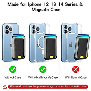 Magnetic Wallet Card Holder Compatible with MagSafe Wallet for iPhone 15/14/13/12 Series, Priume Vegan Leather, Magnetic Card Holder for Back of iPhone 15/14/13/12 Series, 7 Cards Holder, Black