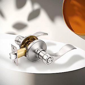 Probrico Bed/Bath Door Levers Wave Style Door Handles in Satin Nickel Wholesale Privacy Door Locks (10 Pack)