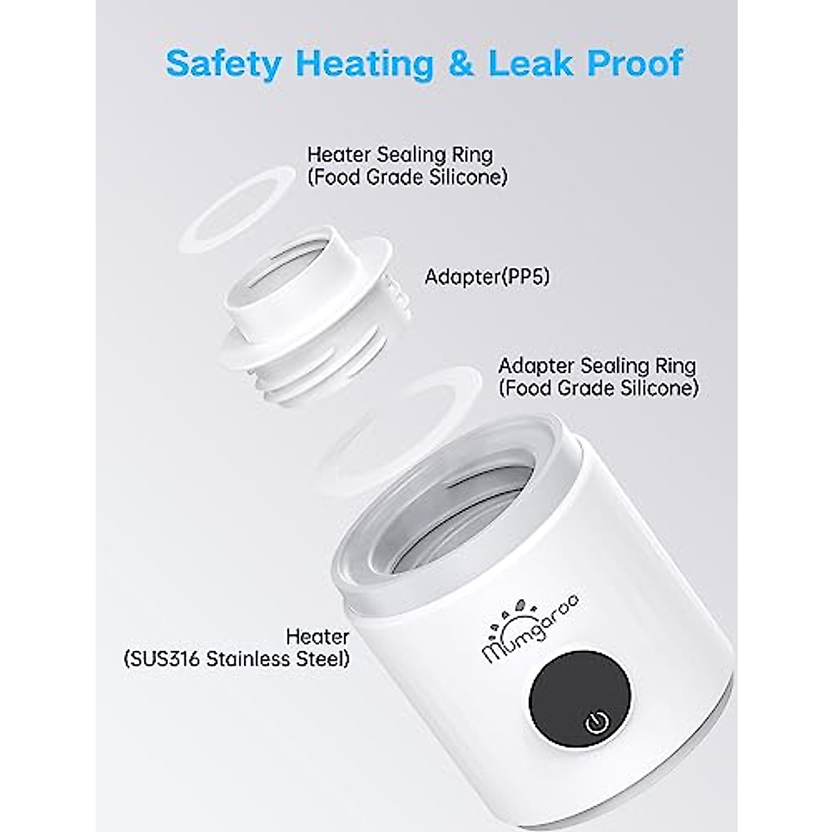 Bottle Warmer, Portable Bottle Warmer for Travel with 4 Adapters, LED Real-time Display & Rechargeable & Precise Temperature Control Travel Bottle Warmer for All Bottles for Breastmilk & Formula