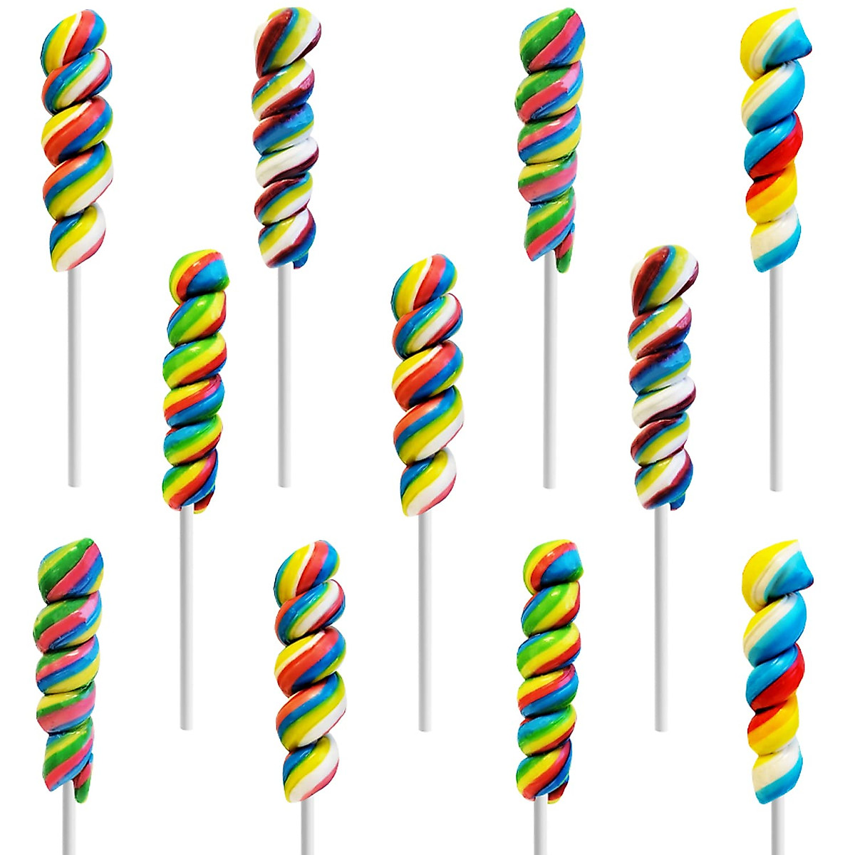 The Dreidel Company Twist Rainbow Lollipop, 4 Color Variety, Mixed Fruit Flavor, Individually Wrapped, 3" Inch Sucker (12-Pack)