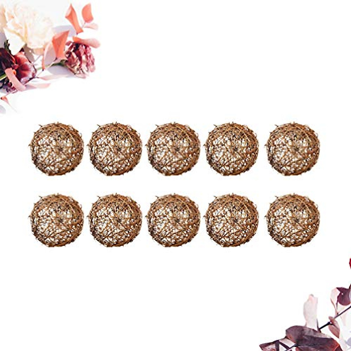 ARTIBETTER 10pcs Wicker Rattan Balls Natural Grapevine Ball Christmas Tree Ball Ornament Parrot Bird Chew Toys for Christmas Party Garden Wall Decoration 6cm