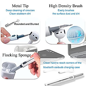 2022 Earbuds Cleaning Kit for Airpod, CareReal 2 PCS Multifunction Cleaning Pen Portable 3 in 1 Headphone Cleaner Kit for Airpod Pro 1 2 3, Wireless Earphones Charging Box, Mobile Phone(White, Black)