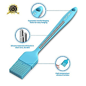 2 Pack Pastry Brush,Suruwu Silicone Basting Brushes Oil Sauce Marinades Butter Spreader with Steel Core, Temperature Resistant for Cake BBQ Grill Baking Kitchen Cooking, Dishwasher Safe