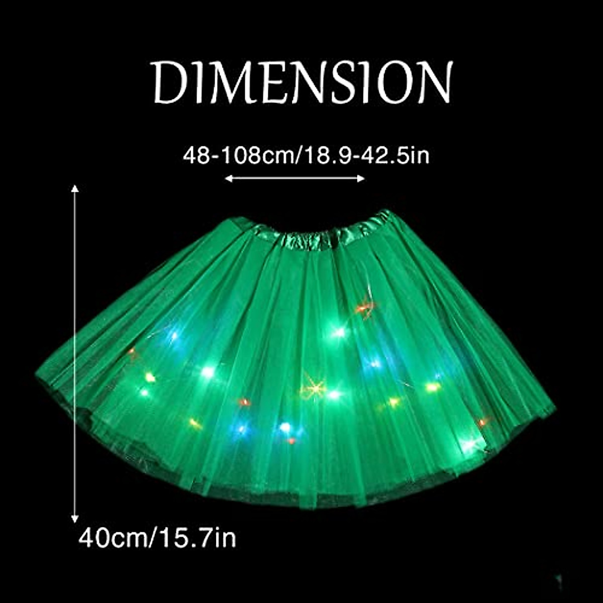Victray Women Light Up Tutus Adult LED Tulle Tutu Skirt Sparkly Plus Size Tutu Costume (Green 1)