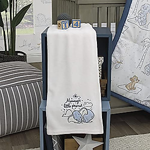 Disney Dumbo Mommy's Little Peanut Ivory, Gray, Blue Kangaroo, Bear, Zebra, Stork with Palm Trees 6Piece Nursery Crib Bedding Set, Ivory, Blue, Grey, Tan