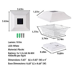 SUNWIND Solar Post Cap Lights Outdoor- 4 Pack LED Fence Post Lights for Wooden Posts Warm White Waterproof for Deck, Patio or Garden Decoration (White)