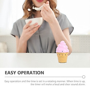 LUOZZY 2Pcs Cartoon Timer Plastic Mechanical Timer 60 Minutes Ice Cream Timer Countdown Clock Supply - Pink + White