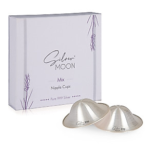 Silver Moon 999 Pure Silver Nursing Cups - Nipple Covers for Healing - Newborn Breastfeeding Essentials Nursing Breast Shields - Nipple Protector Mix