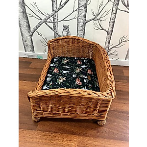 Wicker Pet Cot, Dog Bed with waterproof cushion
