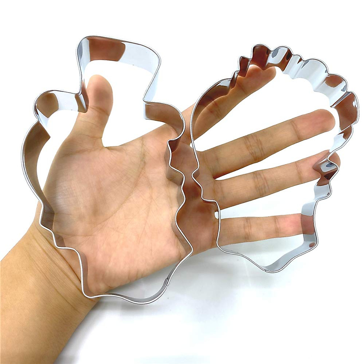 LILIAO Halloween Skull Cookie Cutter Set - 2 Piece - Skull with Hat and Flowers Fondant Biscuit Cutters - Stainless Steel