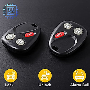 Key Fob Replacement Fit for Chevy Trailblazer GMC Envoy Isuzu Ascender Buick Rainier Oldsmobile Bravada 2002 2003 2004 2005 2006 2007 2008 2009, 3 Btn #15008008 15008009 Car Remote, 1pc