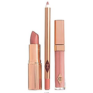 Charlotte Tilbury The Pillow Talk Full Size Lip Kit- Lip Liner, Lipstick, and Lip Gloss.