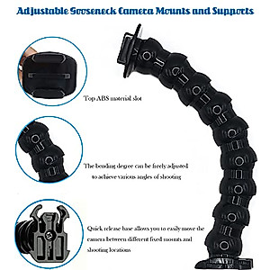 Niewalda Jaws Flex Clamp Mount with Adjustable Gooseneck, Upgrade Camera Mount Clamp with Cell Phone Holder & Rotation Base, Compatible with GoPro Hero All Series, DJI OSMO, Akaso, Action Cameras