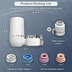 Faucet Mount Water Filter, 320 Gallons Life Ceramic & Carbon Cartridge (1 Included), Reduces Particles, Chlorine & Bad Taste from Tap Water, Fits Standard Faucets, Meets NSF Standards & Regulations