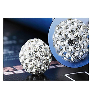 Merdia S925 Sterling Silver Simulated Crystal Ball White Ball Shaped Hook Earrings