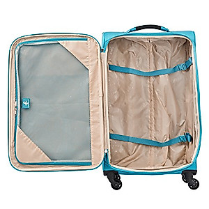 Atlantic Luggage Ultra Lite Softside Expandable Spinner, Turquoise Blue, Checked Medium 25-Inch