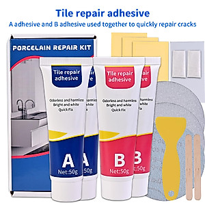 Faburo Fiberglass Tub Repair Kit White, Porcelain Sink Repair Kit White, Tile Repair Kit for Fix Crack Hole Scratch and Dent Bathtub Chip Fix, Quartz Chip Bathtub Repair Kit