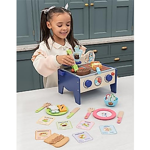 BLUEY – Wooden BBQ and Salad Set, 33-Piece Colorful Playset with Tongs and Food Pieces – Realistic Role-Play & Imaginative Fun for Ages 3 Years and Up, Medium